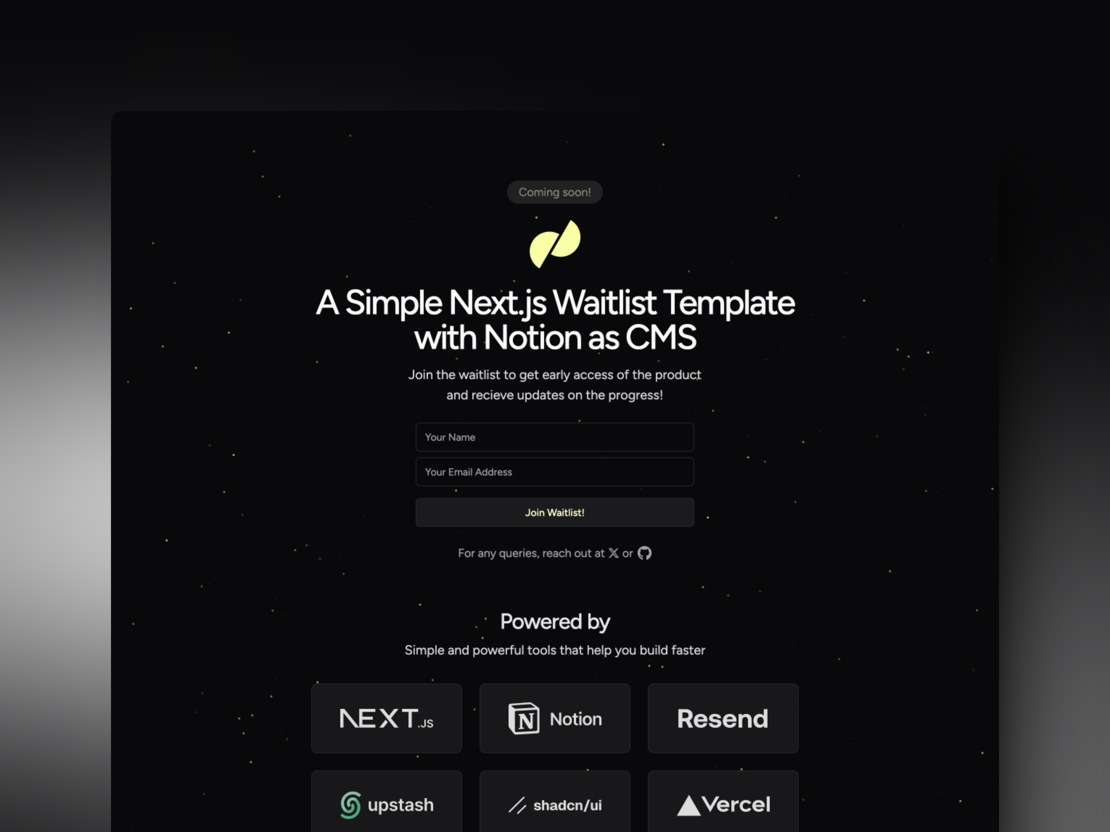 Next.js + Notion — Waitlist Template Next.js + Notion — Waitlist Template